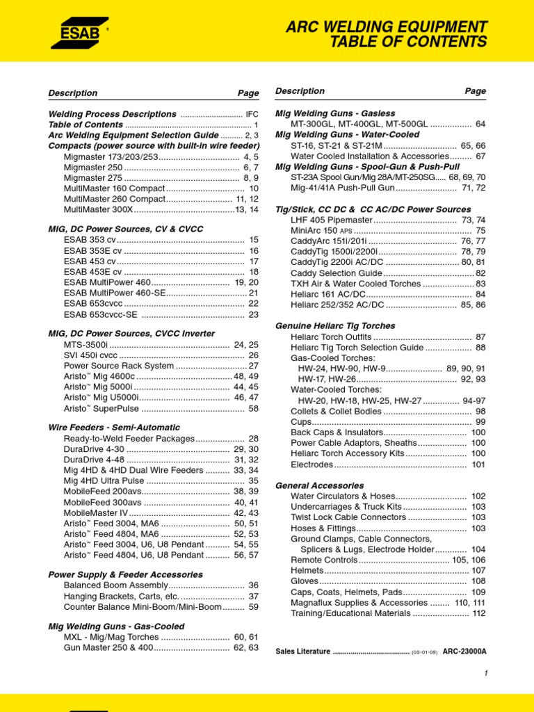 ARC-23000 - Arc Welding Equipment Catalog - 2009 | PDF | Amplifier ...