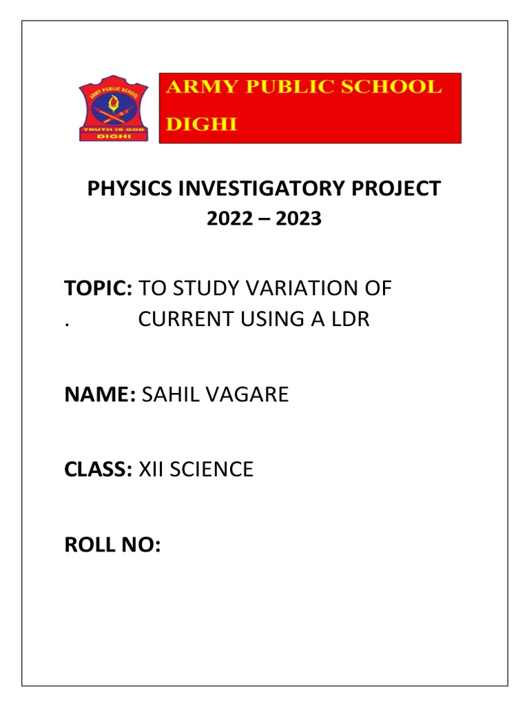Physics Investigatory Project Class 12 | PDF | Electrical Resistivity ...