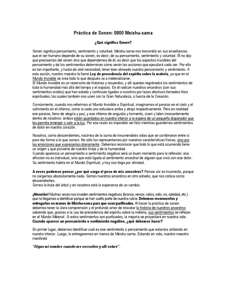 Práctica de Sonen | PDF | Pensamiento | Alma
