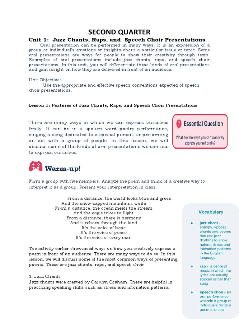 Second Quarter Englsh Handout | PDF | Narration | Verb