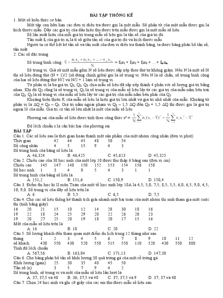 Bai Tap Thong Ke | PDF