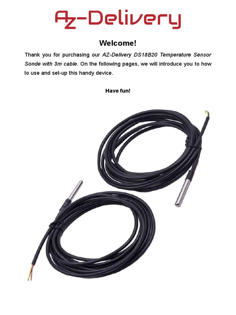 DS18B20 Temperature Sensor Sonde With 3m Cable ENG | PDF | Booting | Sensor