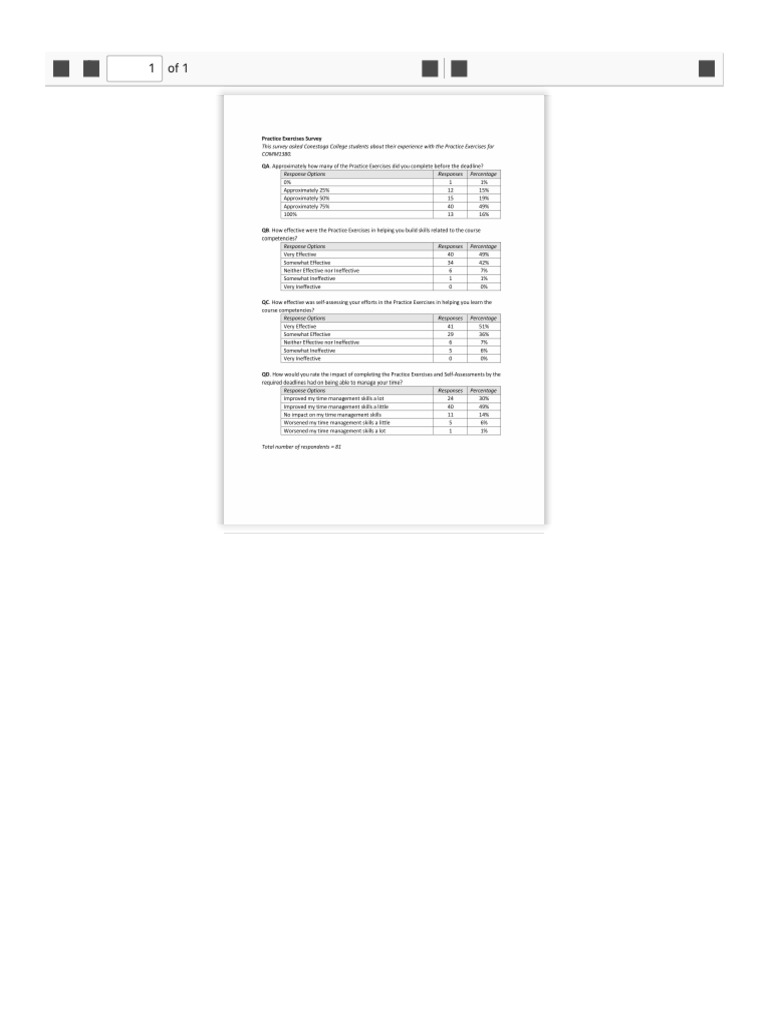 Practice Exercises Survey COMM1380 22F Sec5 Professional Writing Skills For | PDF