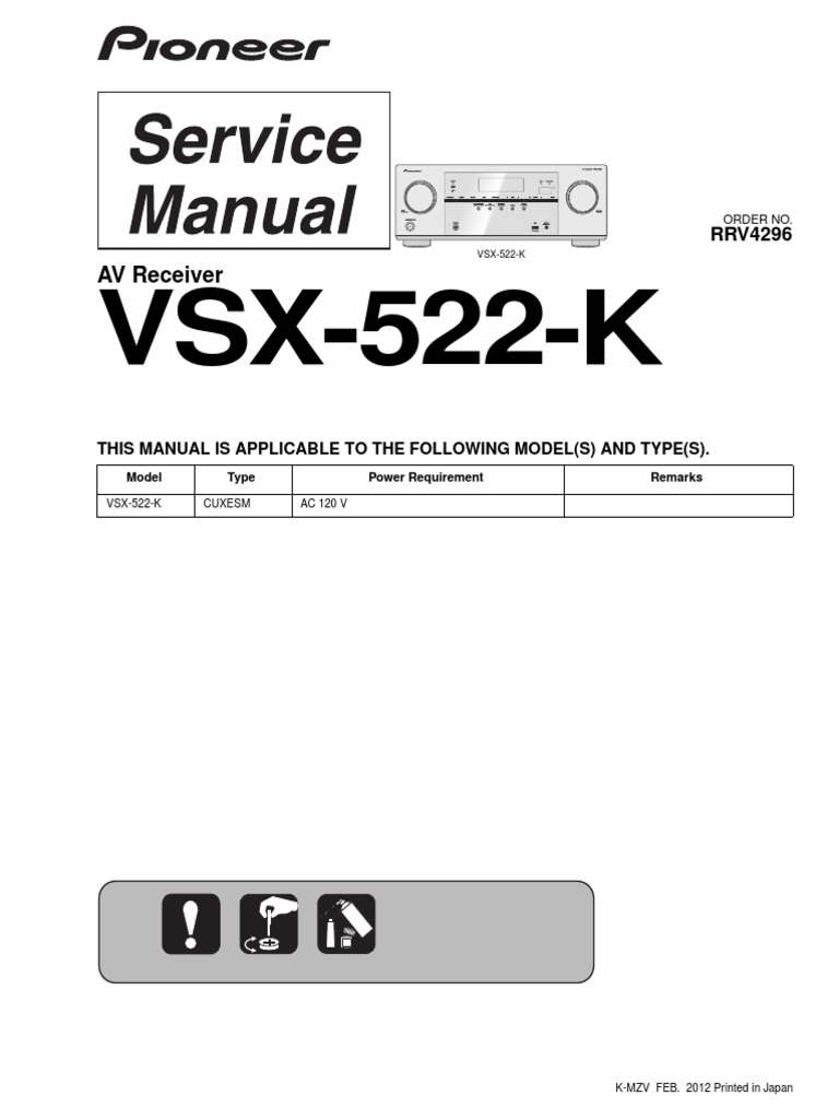 Pioneer vsx-522-k rrv4296 Av-Receiver | PDF | Soldering | Safety
