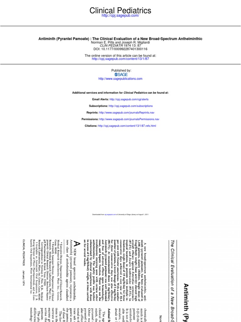 Clinical Pediatrics: Antiminth (Pyrantel Pamoate) : The Clinical ...