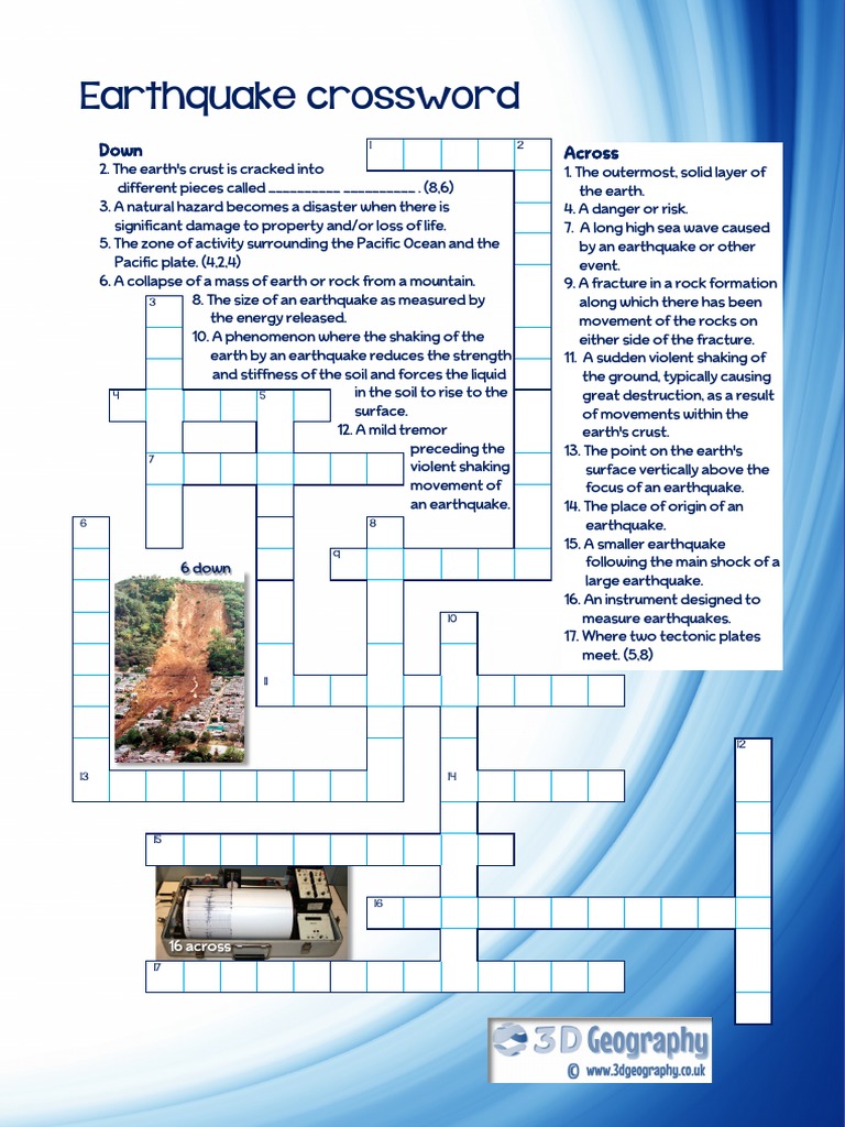 Earthquake Crossword Puzzle Answers | PDF | Earthquakes | Earth