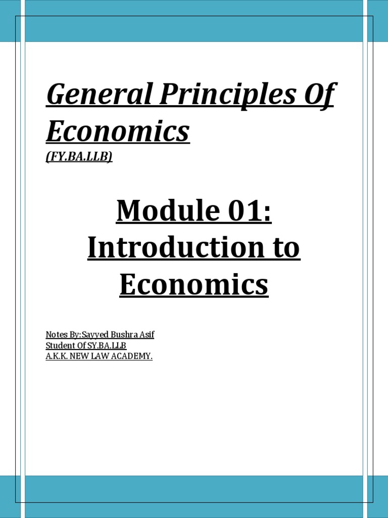 General Principles of Economics (Module-01) | PDF | Economics ...
