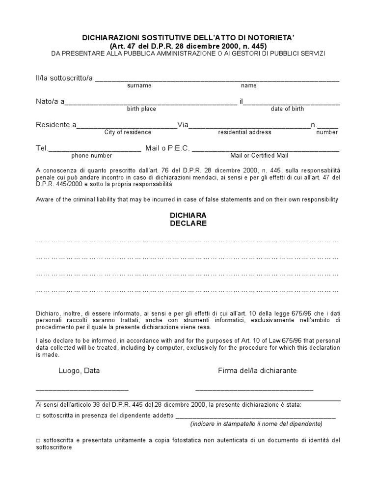 700 02 - Atto Di Notorieta EN | PDF