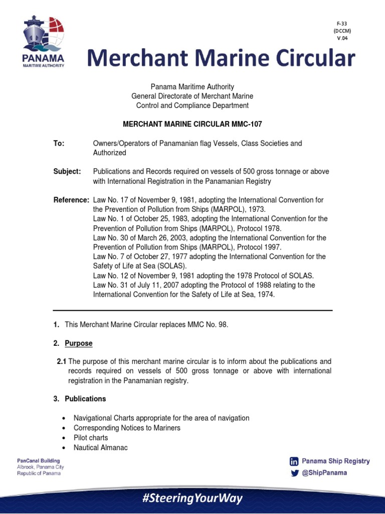 MMC 107 Publications and Records Required On Vessels of 500 GT Oct 2021 ...
