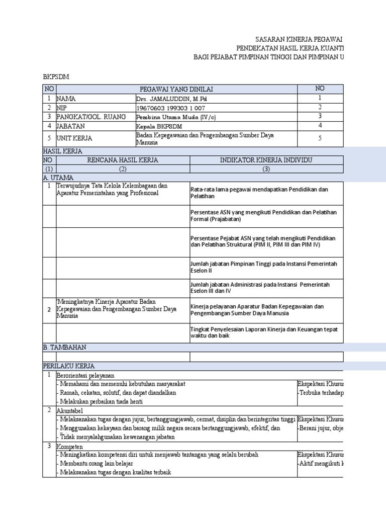 Drs. Jamaluddin, M.PD 19670603 199303 1 007 Pembina Utama Muda (IV/c) Kepala BKPSDM | PDF