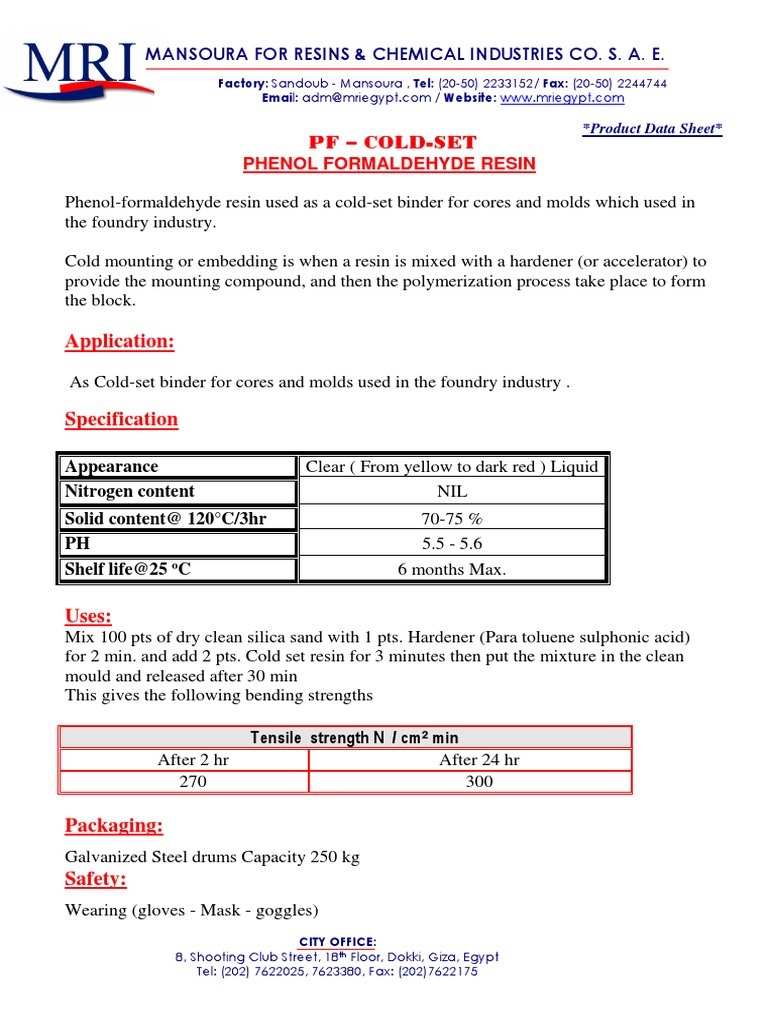 Cold Set Resin | PDF