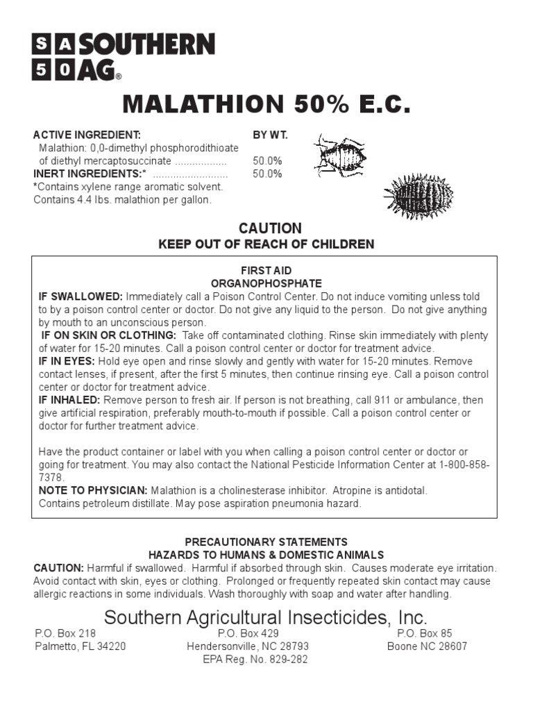 Malathion 50% EC Insecticide Guide | PDF | Personal Protective ...