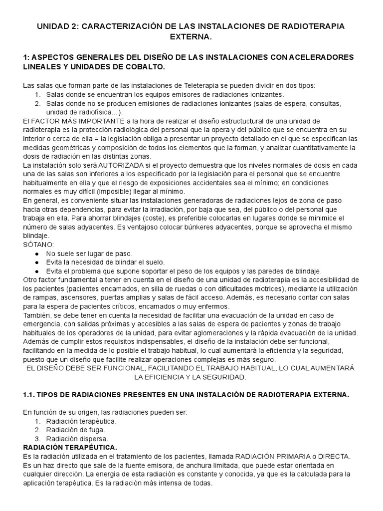 Unidada 2 Teleterapia | PDF | Radiación ionizante | Terapia de radiación