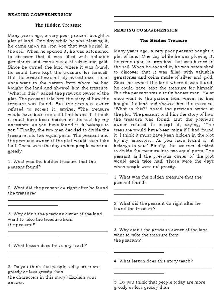 The Hidden Treasure: A Moral Tale | PDF | Social Science | General Fiction