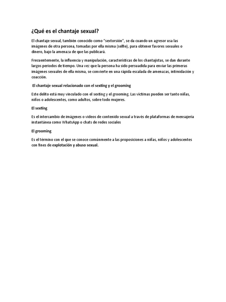 Qué Es El Chantaje Sexual | PDF