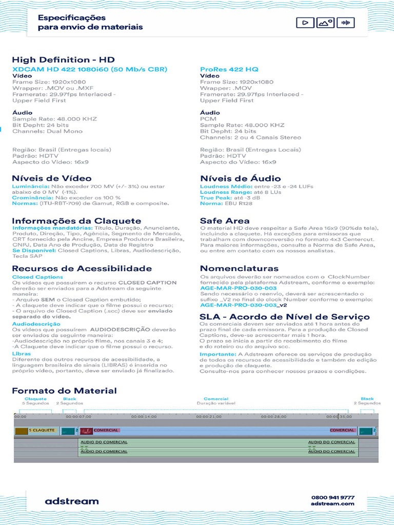 Especificações Adstream - 2018 - v3 | PDF