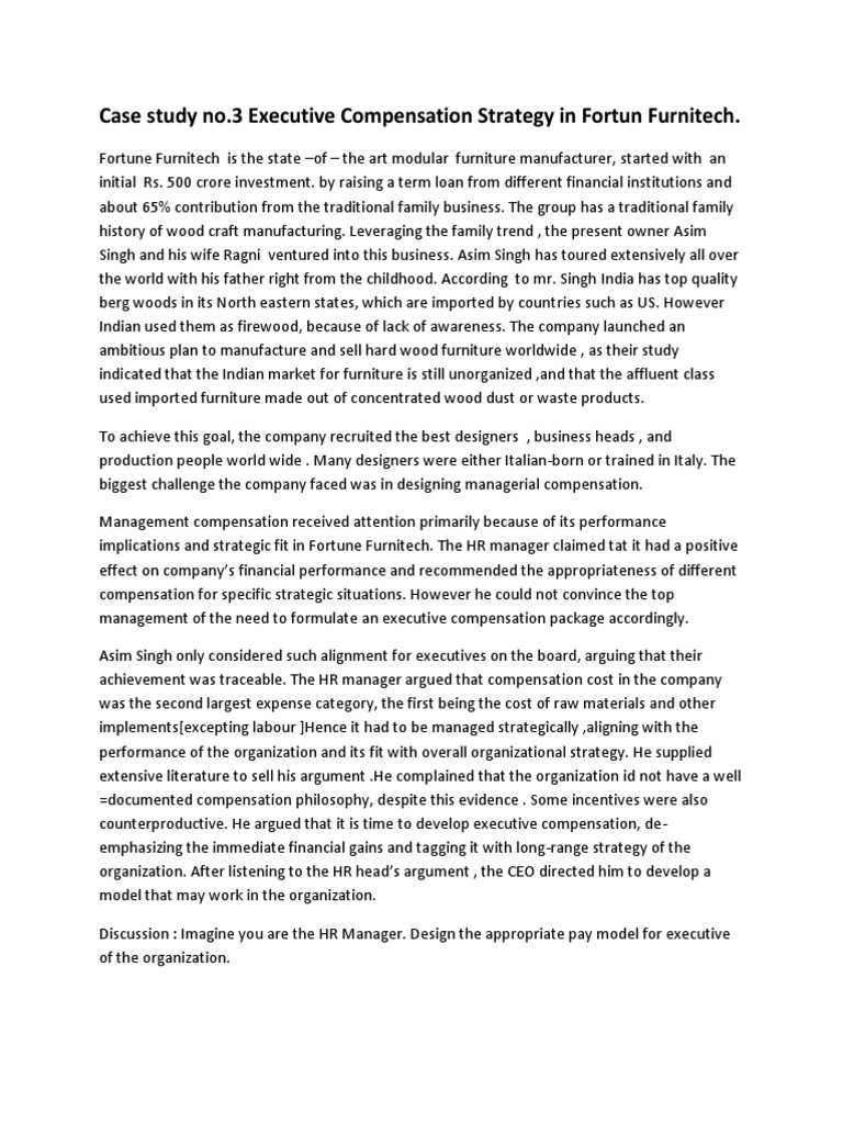 Executive Compensation Strategy Case Study | PDF | Executive ...