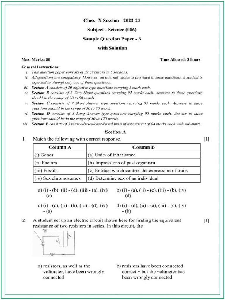 6 SCIENCE SAMPLE PAPER - 6 - 1-Compressed | PDF