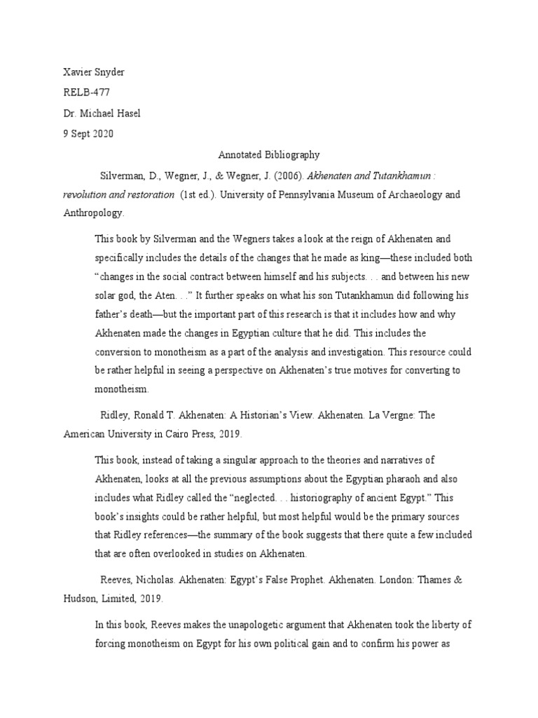 Akhenaten Research Annotated Bibliography | PDF | Akhenaten | Monotheism