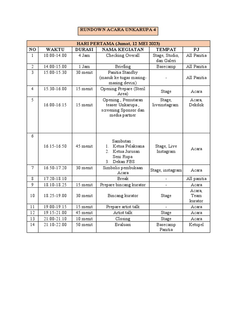 Unkarupa 2023 Event Schedule | PDF | Home & Garden