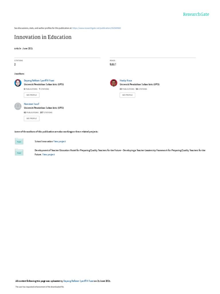 Innovation in Education | PDF | Innovation | Teaching Method