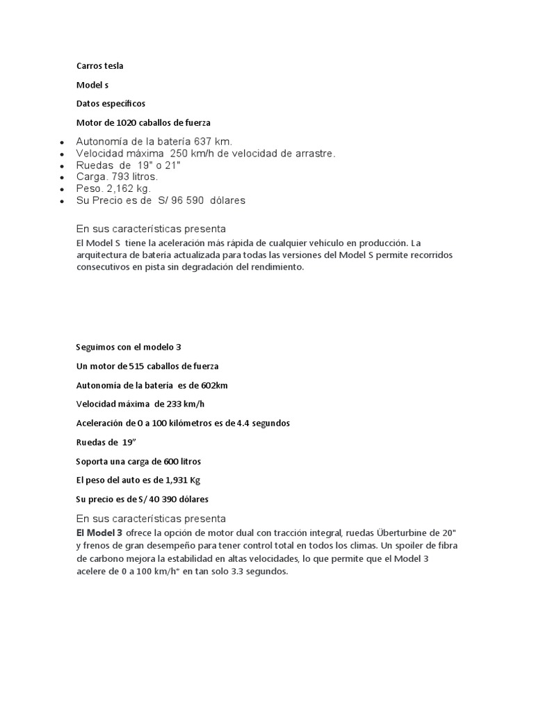 Carros Tesla | PDF | Tesla Model S | Carros deportivos
