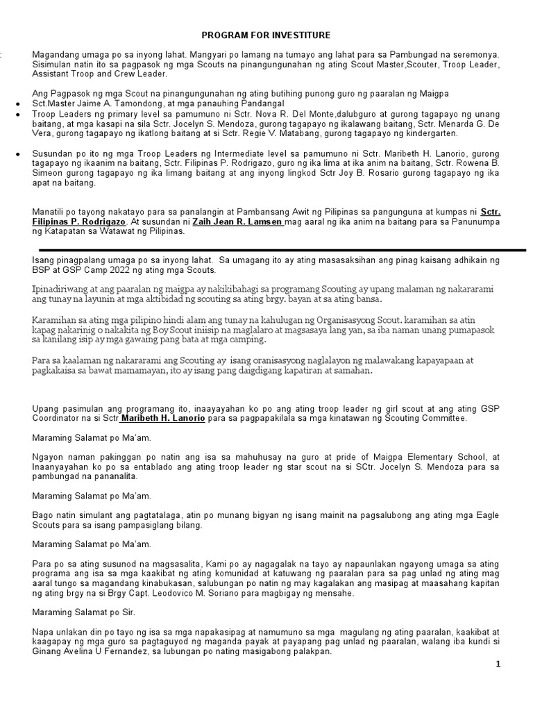 Script For Prog Scouting | PDF Script For Prog Scouting | PDF