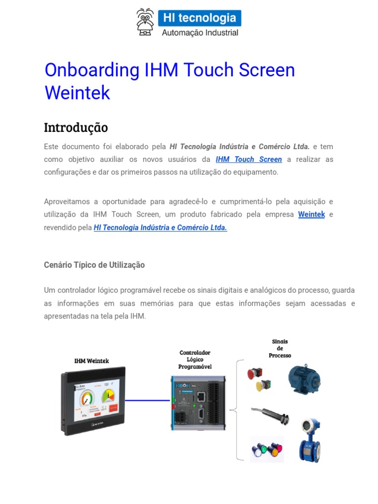 IHM Touch Screen Onboarding | PDF | Ethernet | Controlador lógico programável