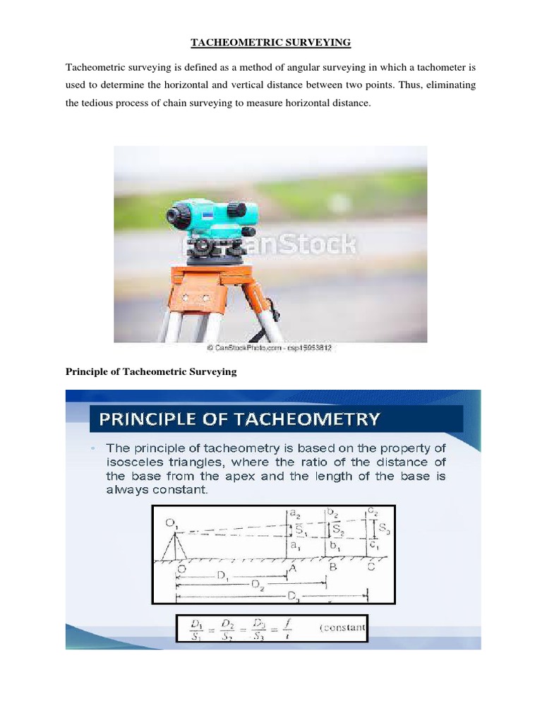 Tacheometric Surveying Methods Explained | PDF