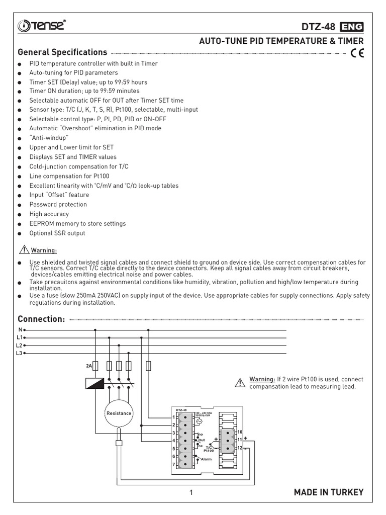 Auto-Tune Pid Temperature & Timer General Specifications: N L1 L2 L3 ...