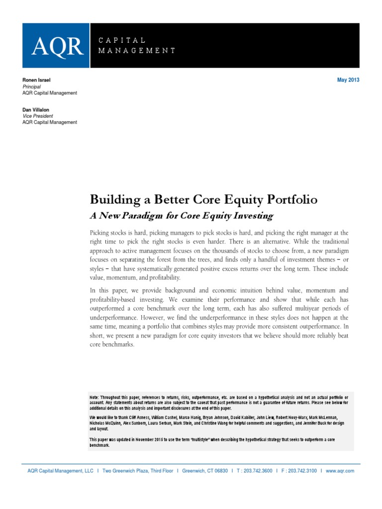 AQR Building A Better Core Equity Portfolio | PDF | Investing | Futures Contract