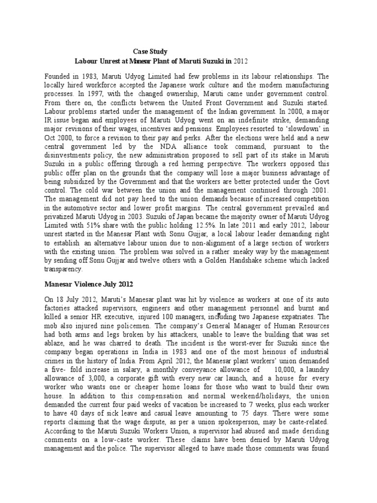 Case Study ON Maruti Suzuki | PDF | Economies