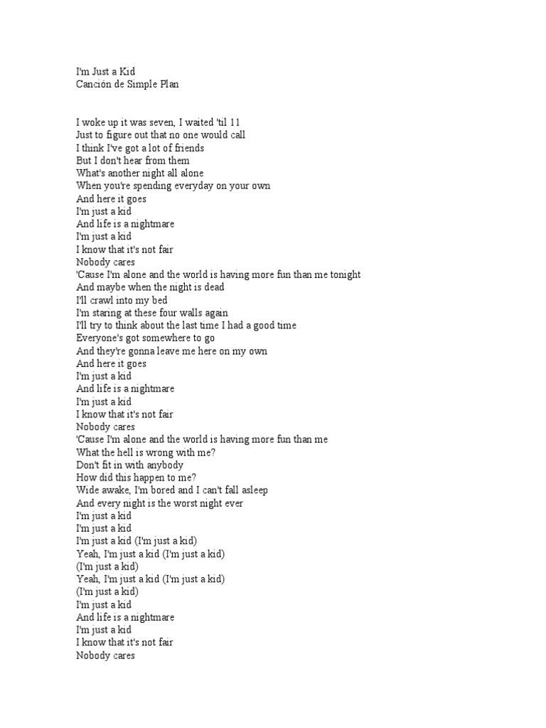 Im Just A Kid - SP | PDF