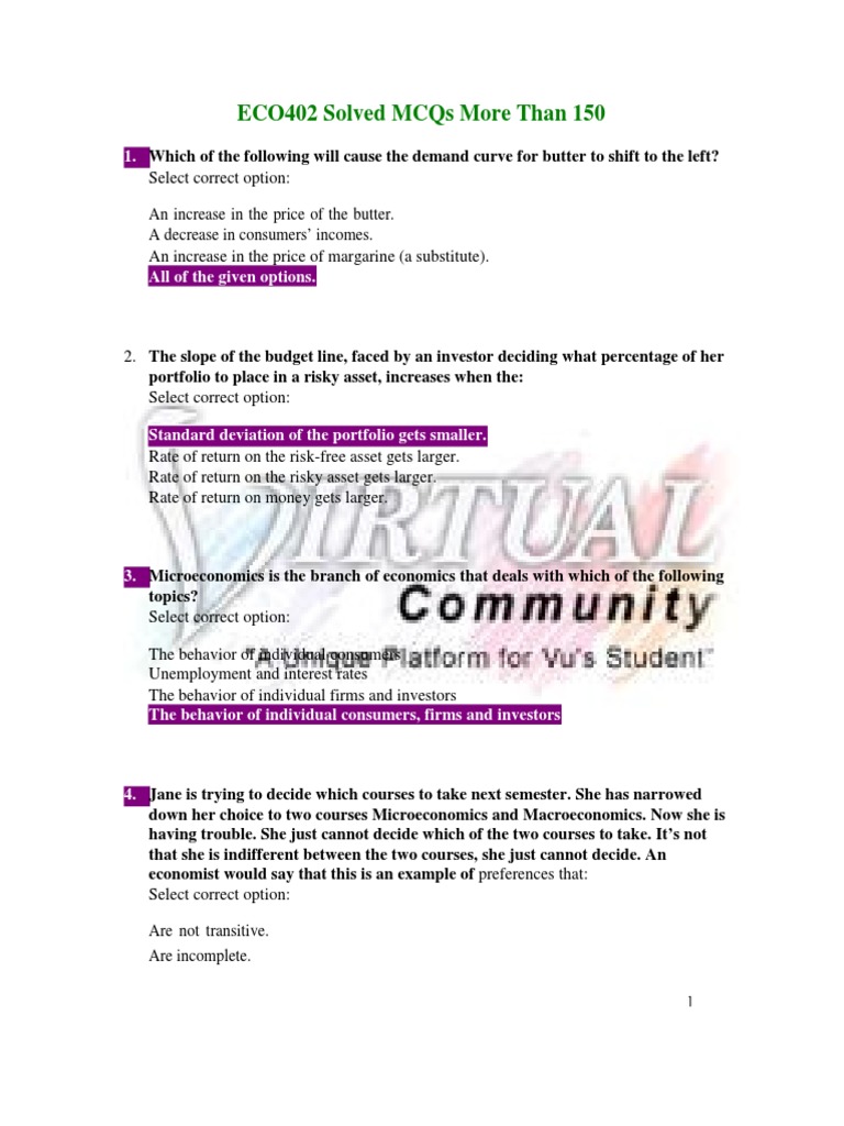 Eco402 Midterm Solved Mcqs More Than 150 New | PDF | Labour Economics | Production Function