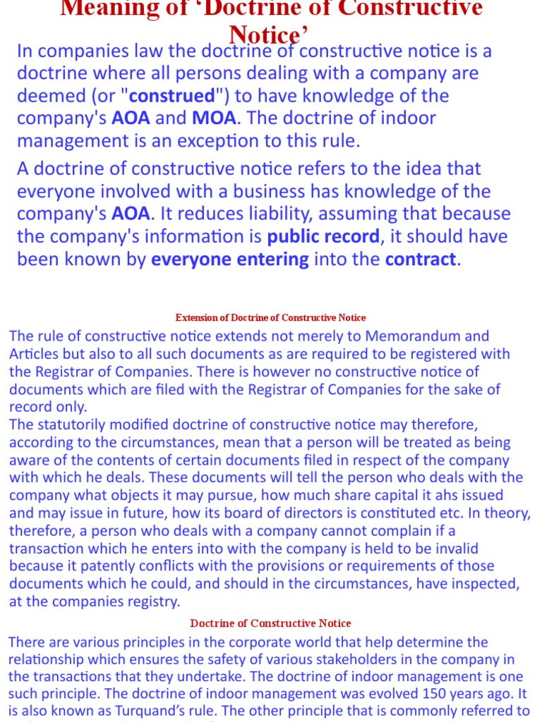 Understanding Doctrine of Constructive Notice | PDF | Mortgage Law ...
