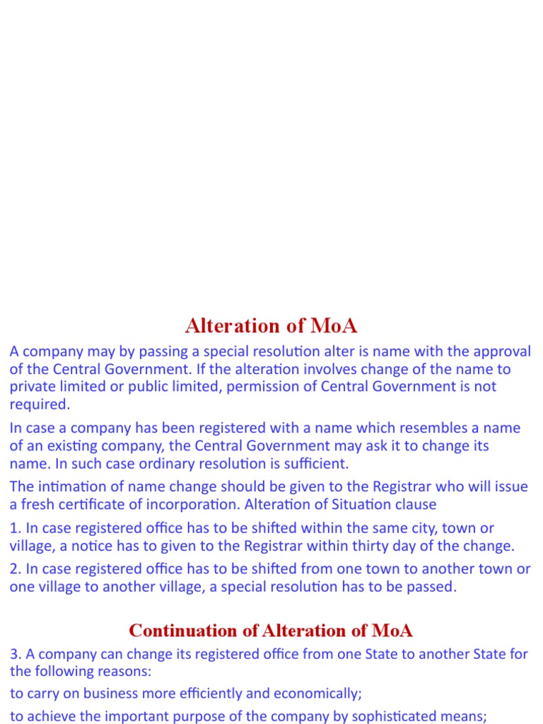 Procedures and Requirements for Altering Key Clauses in a Company's ...