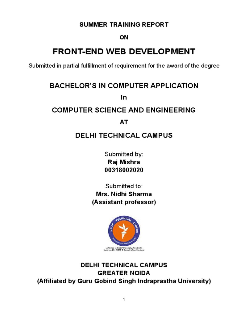 Raj Mishra Training Report | PDF | World Wide Web | Internet & Web