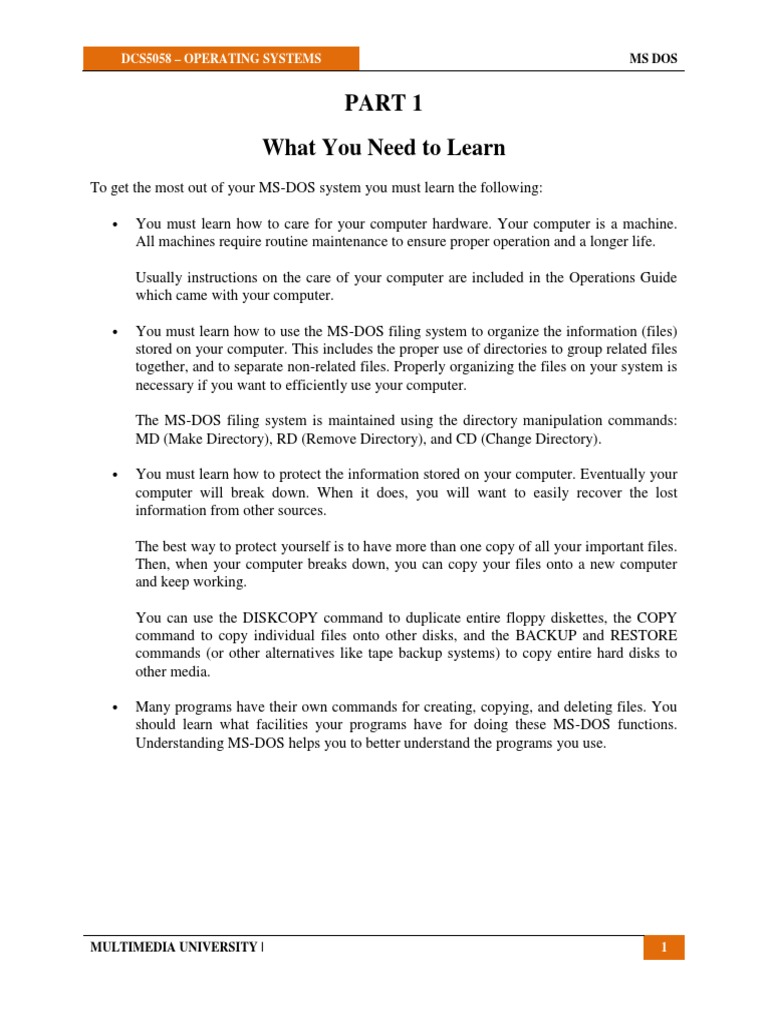 MS Dos | Download Free PDF | Computer File | Command Line Interface