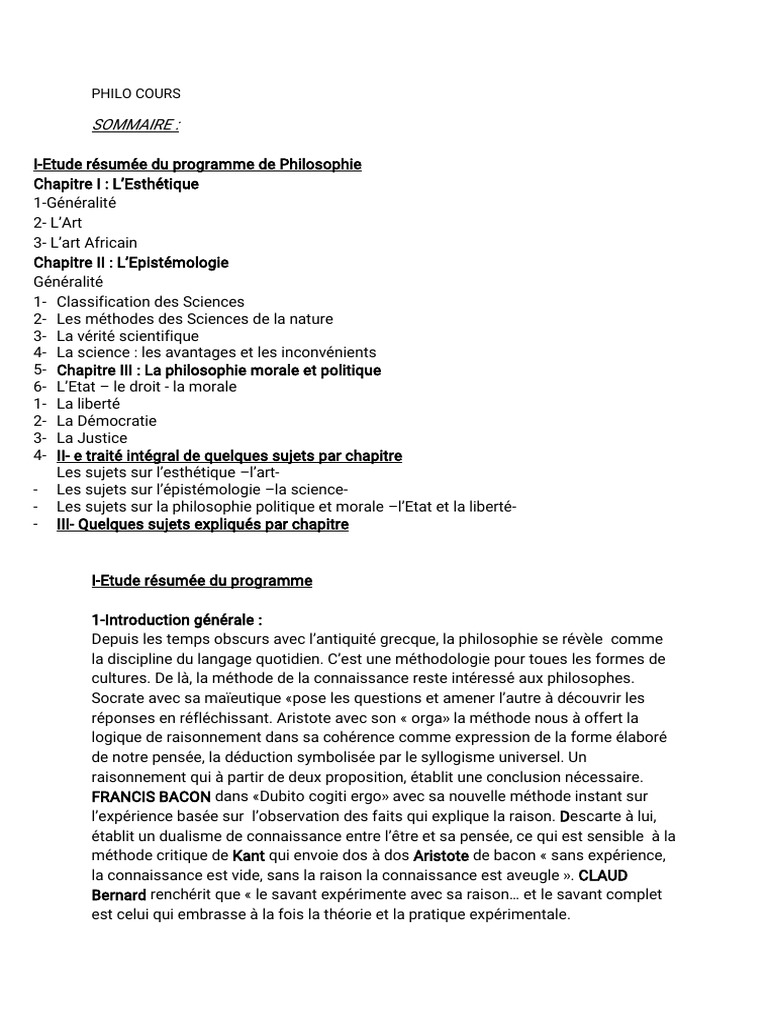 Philo Cours-1 (1) - 1 | PDF | Science | Vérité