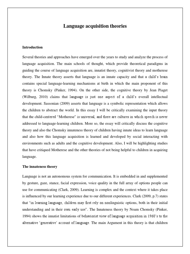 Language Acquisition Theories | PDF | Language Acquisition | Cognition