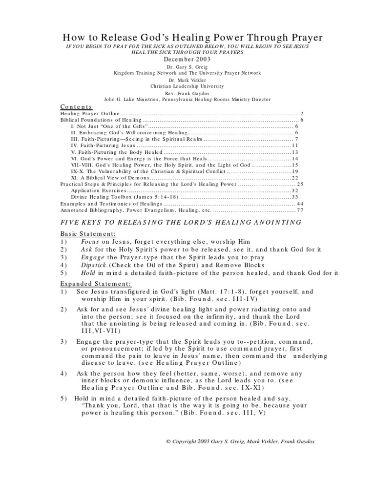 How To Release Healing | PDF | Faith Healing | Prayer