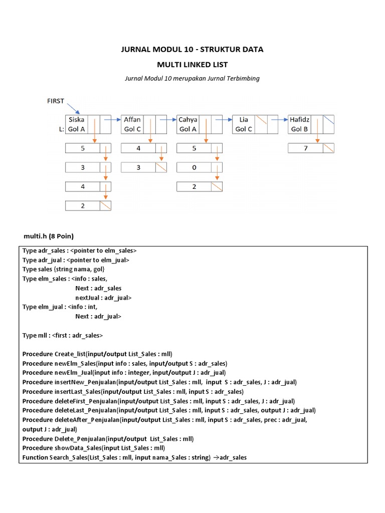 Jurnal Modul 10 - Multi Linked List | PDF