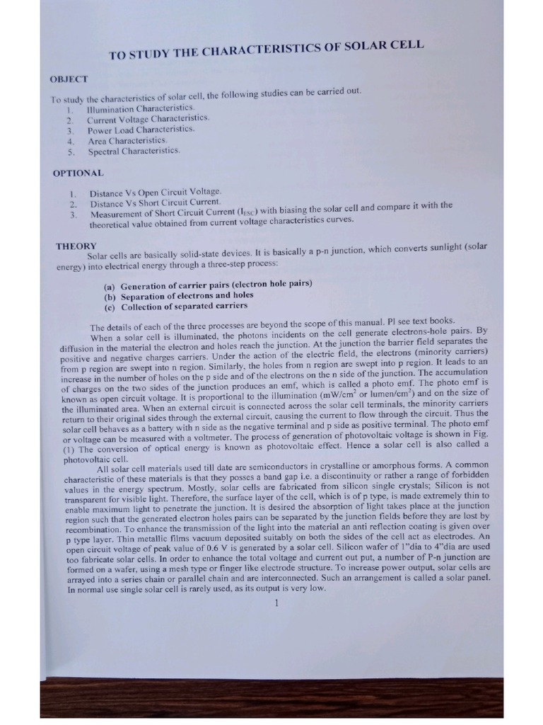 Solar Cell Experiment | PDF
