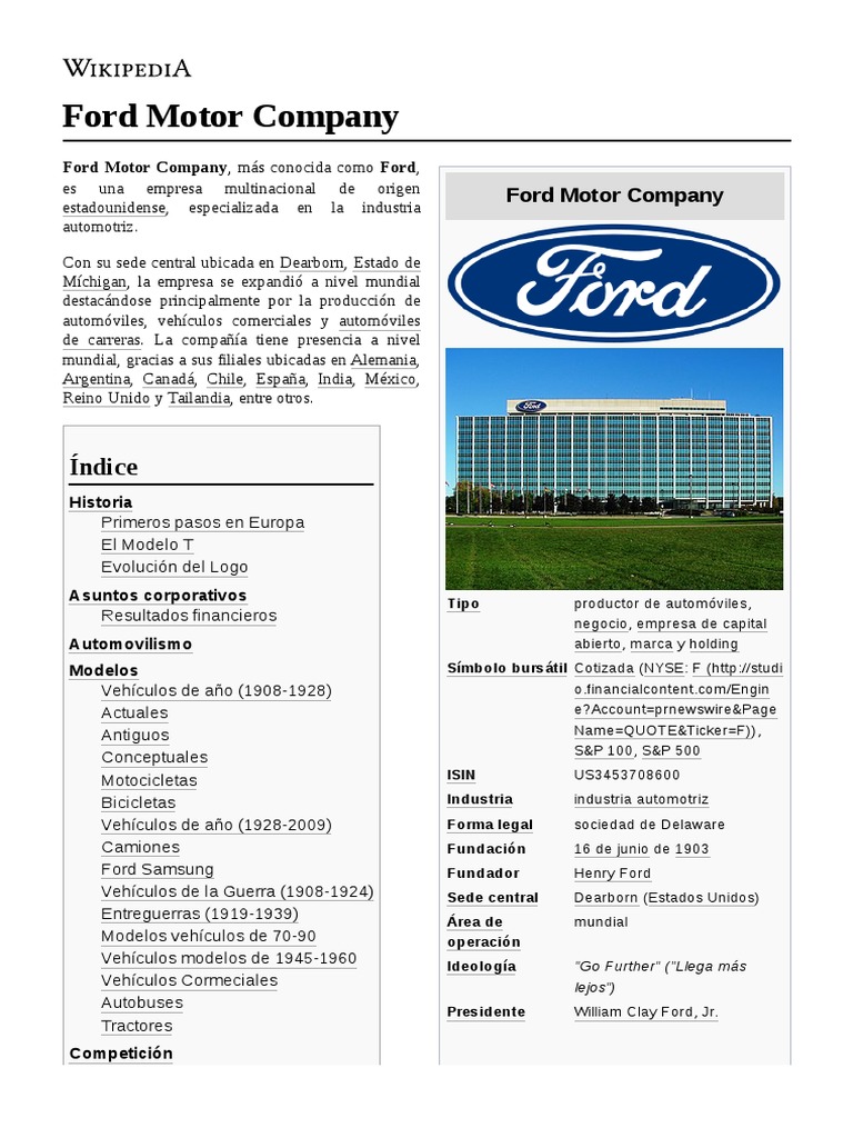 Ford Motor Company | PDF | Compania de motores ford | Fabricantes de ...