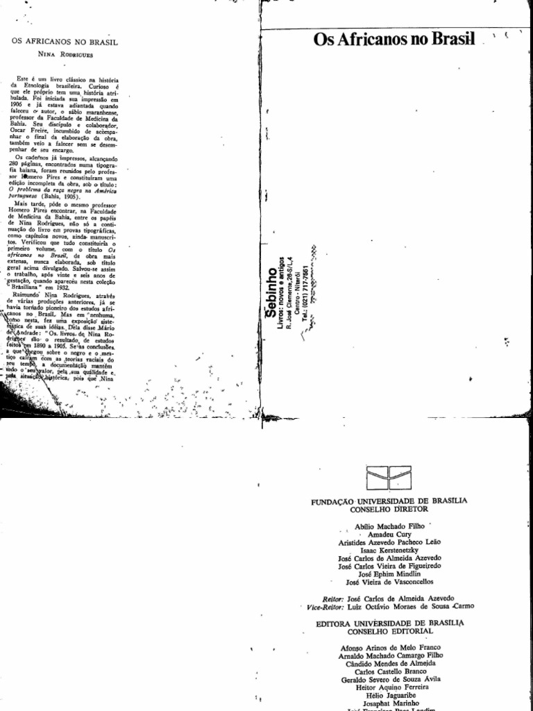 2.7 RODRIGUES, Raimundo Nina. Os Africanos No Brasil. São Paulo ...