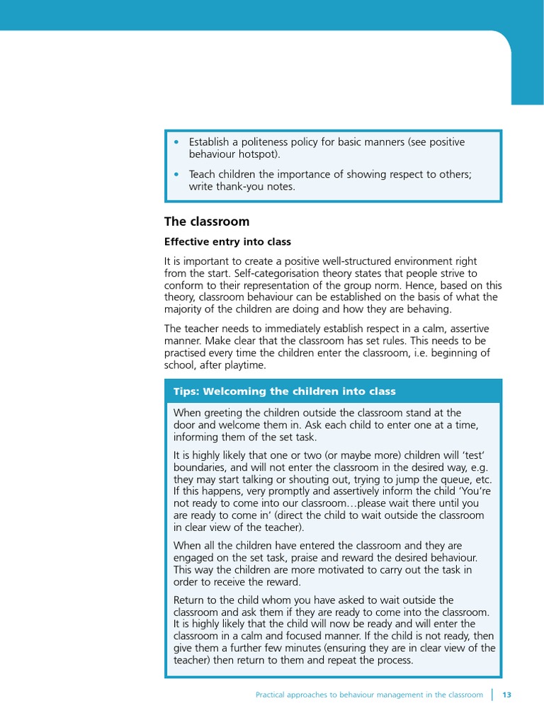Practical Approaches To Behaviour Management in The Classroom A ...