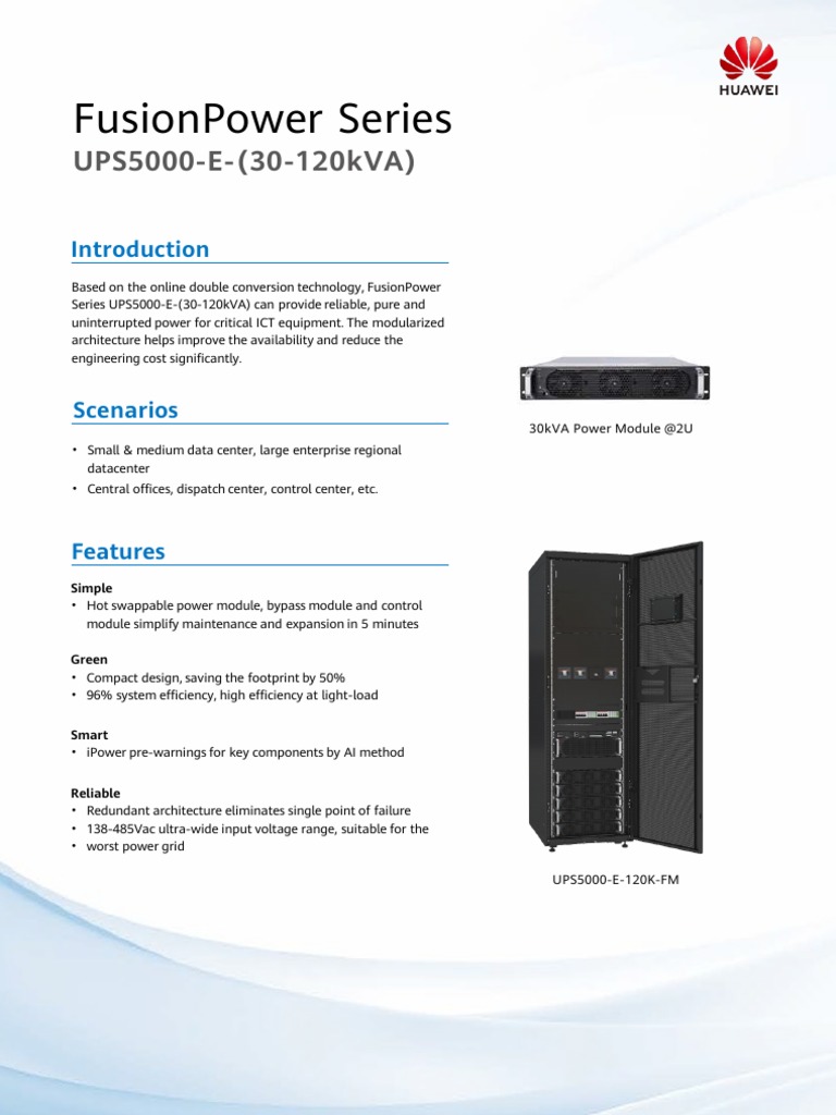 UPS5000-E Series (30k-120kVA) - FM Datasheet | PDF | Power Supply | Power Inverter