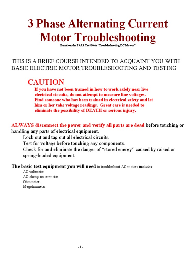Ac Motor Troubleshooting Pdf Electric Motor Electrical Resistance And Conductance
