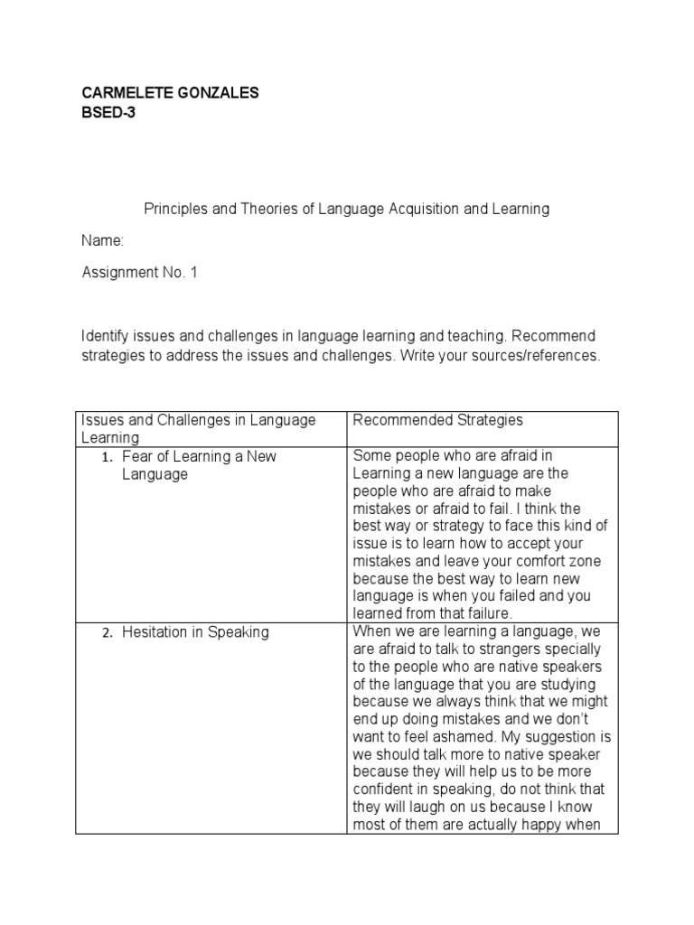 (GONZALES) Issues and Challenges in Language Learning and Teaching | PDF