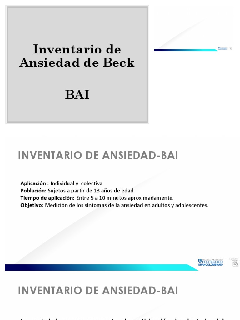 Inventario de Ansiedad de Beck (BAI) | PDF | Relaciones personales ...
